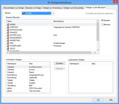 Assigning Windows Templates to Users