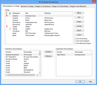 Assigning Windows Templates to a W-Document Type